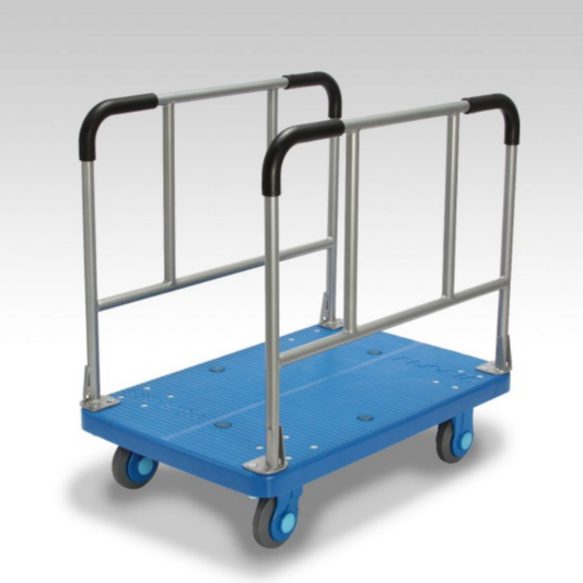 手押し台車 プラスチック台車 左右固定型ハンドル付き 長物最適 910L（長さ）×600W（幅）×890H（ハンドル高さ） 耐荷重：300k – 台車ファクトリー